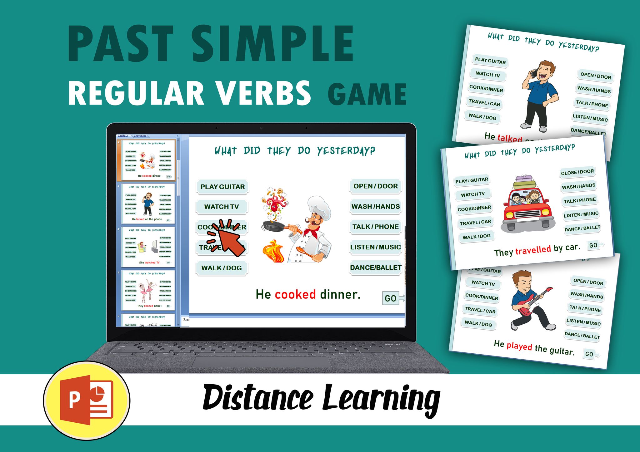 Past Simple - Regular Verbs - Game. - PrepYourLesson