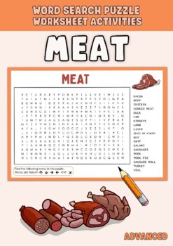 MEAT Word Search Puzzle Worksheet Activities - PrepYourLesson